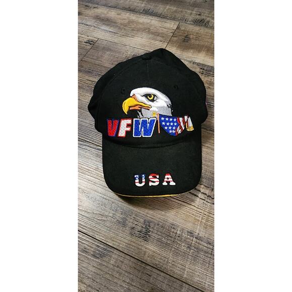 American Hat | Accessories | Vfw Usa Hat Bald Eagle American Flag Black ...